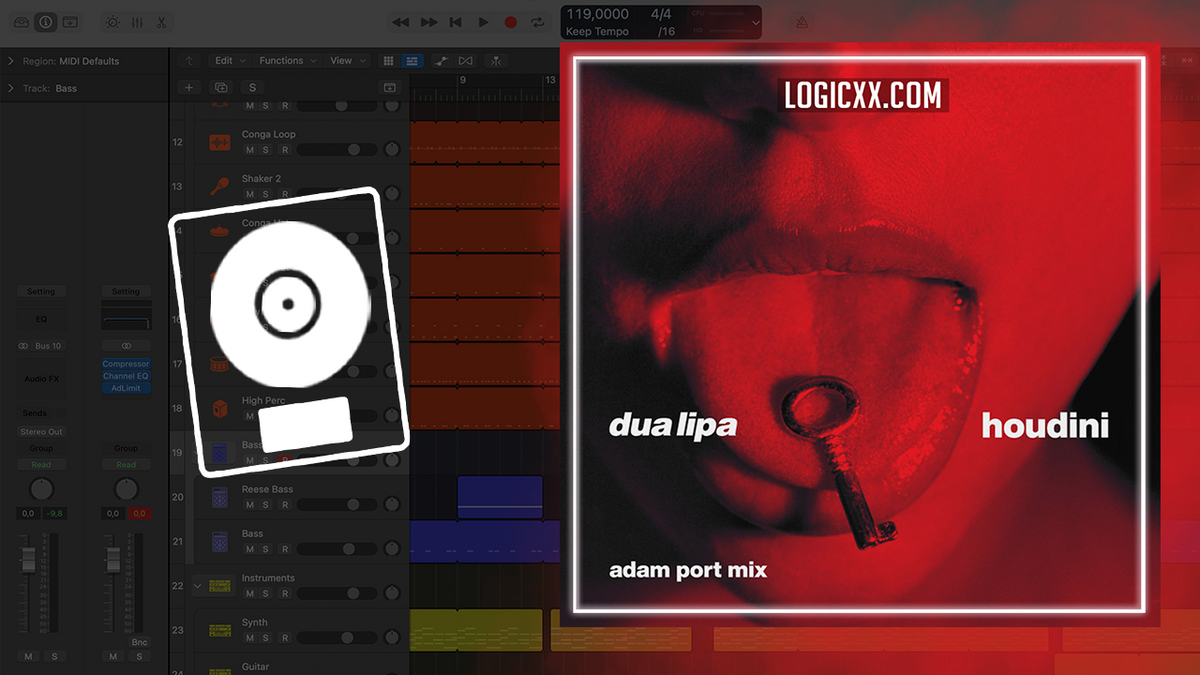 Dua Lipa - Houdini (Adam Port Remix) Logic Pro Remake (Afro House ...
